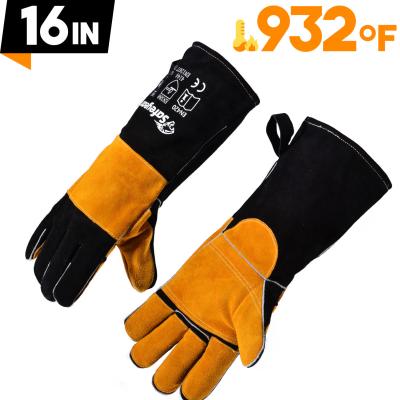 China Safeyear Heat Resistant Welding Gloves FL-1023BK Cut Abrasion Protection EN420 Type A for sale