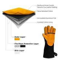China Safeyear Heat Resistant Welding Gloves FL-1023BK Cut Abrasion Protection EN420 Type A for sale