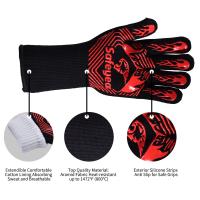China Food Grade Silicone Heat Resistant Gloves 800C Cut Level 5 Safety BBQ Gloves 13.5 Inch for sale