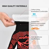 China Food Grade Silicone Heat Resistant Gloves 800C Cut Level 5 Safety BBQ Gloves 13.5 Inch for sale