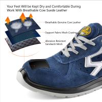 China Breathable Cow Suede Safety Shoes Men Chemical Resistant Leather Boots S1P SRC Size 36-47 for sale