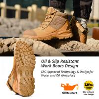 China American ANSI Mens Leather Work Boots HRO 300 Heat Resistant Rubber Sole Composite Toe Safety Shoes for sale