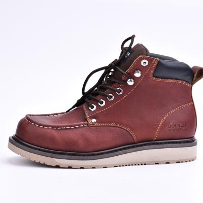 China Full Grain Crazy Horse Leather Safety Work Boots Euro 36-47 Moc Toe Construction Shoes for sale