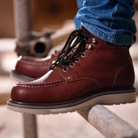 China Full Grain Crazy Horse Leather Safety Work Boots Euro 36-47 Moc Toe Construction Shoes for sale