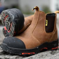 China SAFETOE Nubuck Leather Steel Toe Safety Boots 200J Impact 1100N Midsole Men for sale