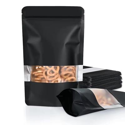 China Resealable Matte Finish Mylar Bag Odor Proof Aluminum Foil Stand-up Pouch Frosted Window Ziplock Doypack for Coffee Tea Dry Food for sale