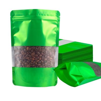 China Green Stand up Pouch Bags Kraft Plastic Zip Lock Bags With Matte Window Tear Notch Resealable Zipper Pouch Dry Food Plastic Bag for sale