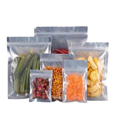 China Silver Aluminum Foil Zip Lock Bag Clear Window Plastic Packaging Transparent Food Bag with Zipper for sale