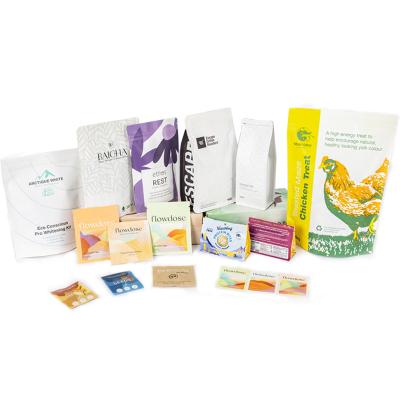 China Customized Moisture-Proof Biodegradable Plastic Stand-up Zipper Pouch Bag Flat Bottom with Packaging for Tea Food for sale
