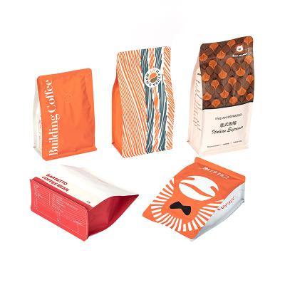 China Custom Printed Side Gusset Coffee Bag Flat Bottom Zip Lock Plastic Package Resealed Coffee Tea Bags for sale