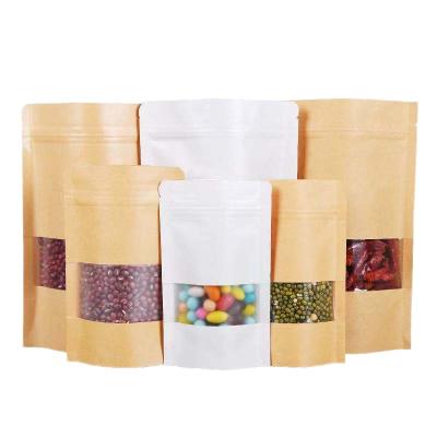 China Wholesale Custom Clear Window Resealable Food Grade Packaging Kraft Paper Stand up Pouch for Food Storage for sale