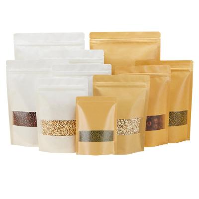 China Premium Kraft Paper Standup Pouch Food Packaging Zipper Bag Clear Window Resealable Ziplock Doypack Matte Bag for Dry Fruit for sale
