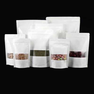 China Factory Wholesale White Brown Zipper Tea Coffee Spice Candy Packaging Craft Zip Bag Paper Window Standing up Pouch for sale