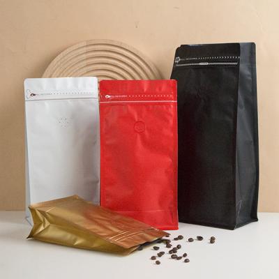 China Custom Printed Black Edge Gusseted Stand-Up Pouch Eight Side-Sealed Zipper Flat Bottom Food-Grade Plastic Coffee Packaging Bags for sale
