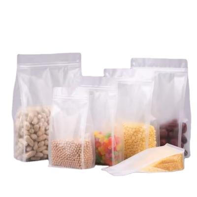 China Clear Transparent Zip Lock Plastic Stand up Flat Bottom Plastic Bags for Dry Fruit Food Rice Packaging for sale