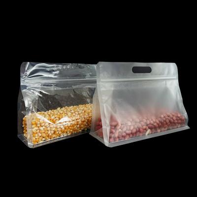 China Transparent Zip Lock Handle Flat Bottom Pouch Food Storage Bag Plastic Eight-edge sealed Flat Bottom Bag for sale