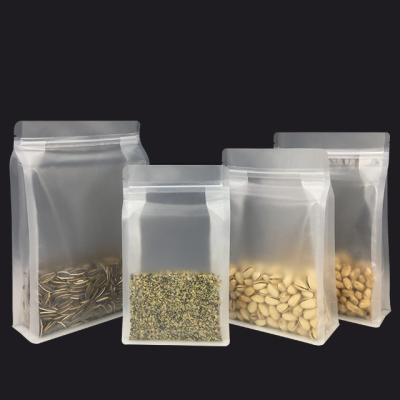 China Custom Printed Cheap Price Stand up Pouch Zipper Plastic Bag Eight-edge sealed Flat Bottom Bag for Nuts Beans for sale