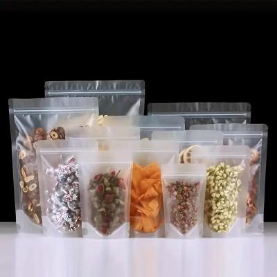China Custom Large Transparent Storage Ziplock Flat Bottom Stand up Pouch with Zipper Made Durable PBAT Plastic for sale