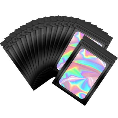 China Laser Holographic Zip Lock Bag Retail Plastic Packaging Zipper Mylar Bags for Small Business for sale
