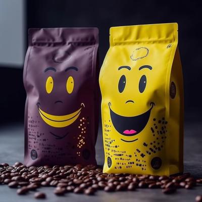China Custom Bolsas De Cafe Logo Printed Resealable Plastic Coffee Packaging Stand Flat Bottom Coffee Pouch Bags with Valve for sale