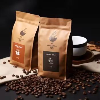China Custom Printed Bolsas De Cafe Waterproof Valve Zipper Flat Bottom Plastic Coffee Packaging White/Black/Brown/Golden Coffee Bag for sale