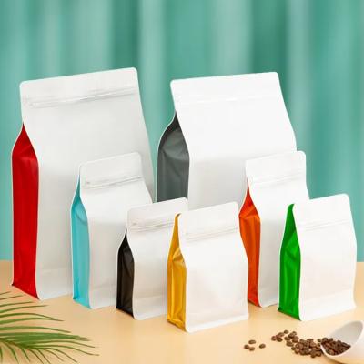 China Hot Sale Reusable Zipper Closure Flat Bottom Plastic Matte Valve Stand up Packaging Pouch Coffee Beans Bag for sale