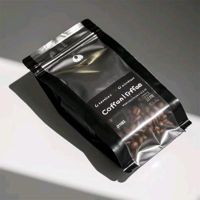 China Pressure Resistant Packaging Eight Side Sealing Flat Bottom Valve Zipper Coffee Bean Coffee Packaging Bags for sale
