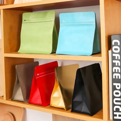 China Gravure Printing Surface Reusable Plastic Pouch Coffee Beans Flat Square Bottom Valve Zipper Coffee Bags for sale