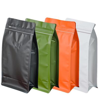 China 12oz/340g Flat Bottom Coffee Bean Packaging Bag Plastic Bolsa De Cafe with Valve and Zipper 250g/1kg Options Available for sale