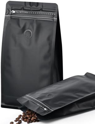 China Premium Material Multifunctional Valve Zipper 100g 250g 500g 1kg Flat Bottom Stand up Coffee Bean Bag for sale