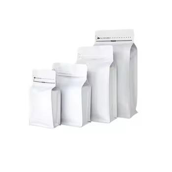 China Premium Quality Kraft Paper Flat Bottom Compostable Coffee Bags Valve Zipper Cafe Coffee Packaging Bags for sale