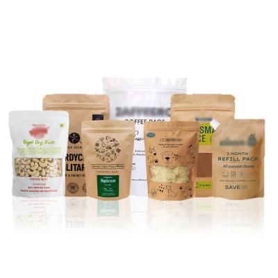China Custom Logo Kraft Paper Food Pouch Plastic Zipper Packaging Bag for sale