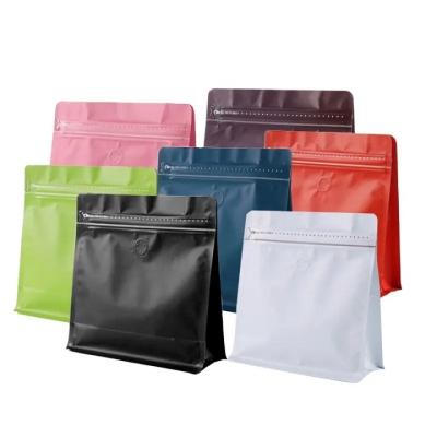 China Wholesale High-Density Plastic Zipper Bag Durability Coffee Pouch with Air Valve Flat Bottom Design for Coffee Beans for sale