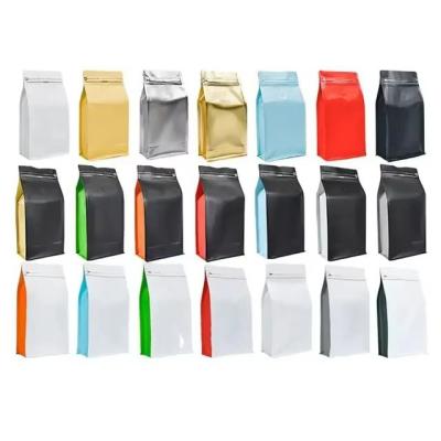 China High Barrier Foil Flat Bottom Heat Sealed Beans Packaging Side Zipper Coffee Bags with Valve Bags for sale