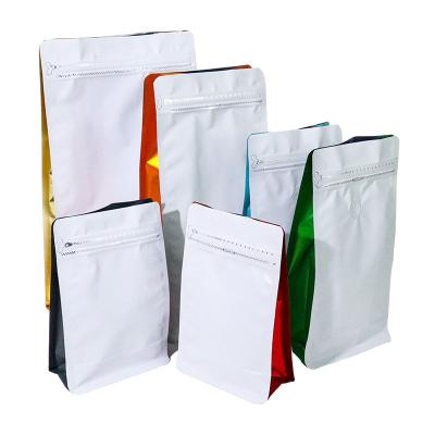 China Custom Printed Coffee Bag 12oz Eight Side Sealed Flat Bottom Bolsas De Cafe Valve Zipper Plastic Bag Packaging Coffee Bag for sale