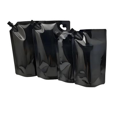 China Plastic Spout Pouch Stand-up Barrier Aluminum Foil Beverage Packaging Bag Liquid Detergent Spout Pouch Black for sale