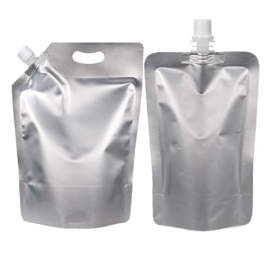 China Aluminum Silver Spout Pouch Plastic Packaging Bag Bolsas Para Jugos Liquidos Detergent Spout Pouch for sale