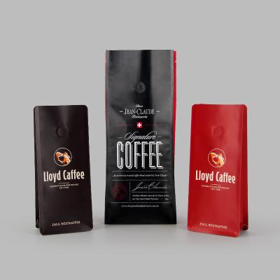 China Custom Printed Food Grade Coffee Bean Bag Valve Stand Aluminium Foil Side Zipper Flat Bottom Reusable Heat Sealed Coffee Bag for sale