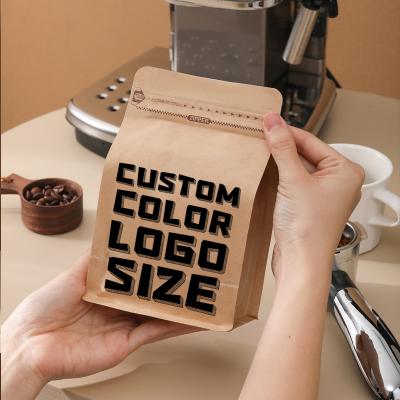 China Custom Logo 250g Flat Bottom Coffee Packaging Bag Self-Sealing Plastic Pouch with Air Valve for sale