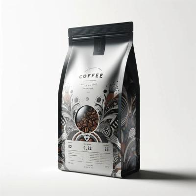 China Custom Printed Reusable Heat Sealed Coffee Bean Bag Flat Bottom Valve Stand Aluminium Foil Side Zipper Custom Plastic Bags for sale