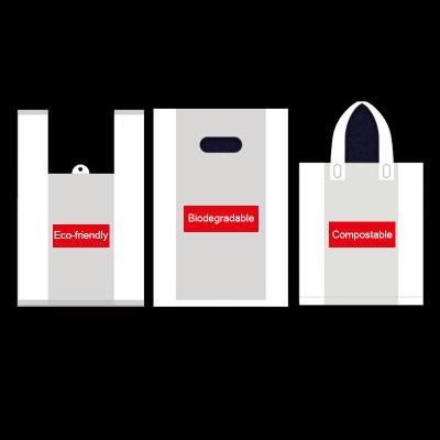 China Eco-friendly Biodegradable Shopping Bags Takeout Food Packaging Compostable Plastic Retail Carrier Bags for sale
