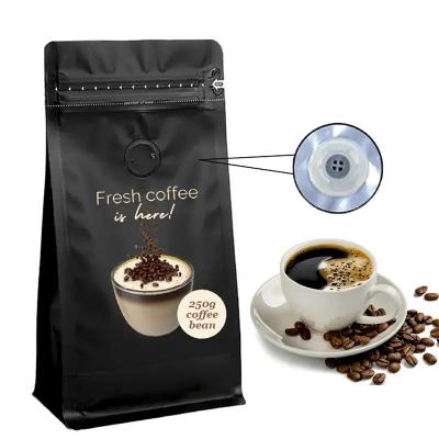 China Recyclable PET Custom Printed 200g 500g 1kg Square Bottom Coffee Bean Packaging Box Pouch Smell Proof 5lb Coffee Bag Milk Jelly for sale