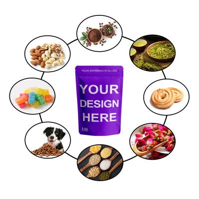 China Packaging Die Cut Heat Seal Resealable Stand up Pouch Food Printed 3.5G Pouches Aluminum Plastic Ziplock 3.5 Custom Mylar Bags for sale