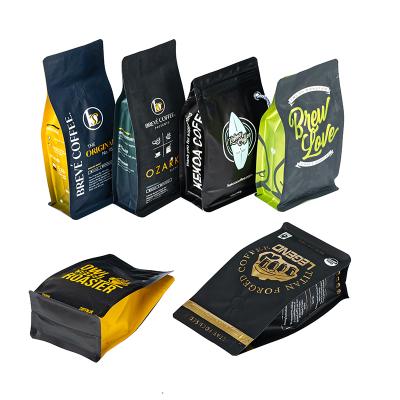 China Cost Effective Tear Resistant Plastic Packaging ZipLock Square Bottom Flat Bottom Coffee Bags Coffee Pouch for sale