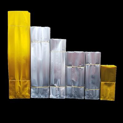 China Golden Silver Tea Bag 10g 50g 100g 125g Aluminum Tea Bag Open Top Gusset Plastic Bag for Matcha Green Tea for sale