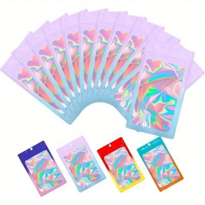 China Factory Wholesale Holographic Resealable Anti Odor Matte Gradient Ziplock Pouches Mylar Bags for Display Storage for sale