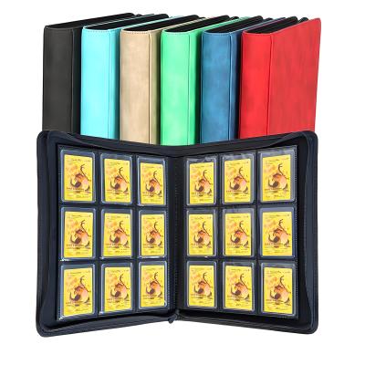 China Custom PU Leather Toploaders Binder 9 Pockets Card Storage Holder Book Photo Album Zipper Toploaders Binder for sale