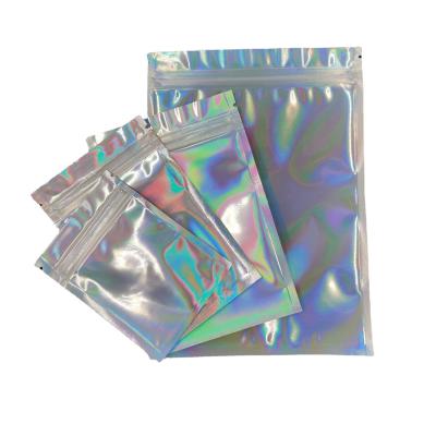 China Holographic Candy Packaging 3.5g Resealable Portable Smell Proof Aluminum Foil Small Food Zip Lock Plastic Packaging Mylar Bags for sale
