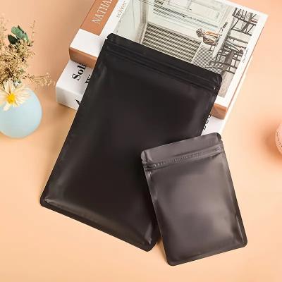 China Water Proof Recycle Biodegradable Resealable Matte Black Foil Plastic Zipper Packaging Ziplock Mylar Bags for sale