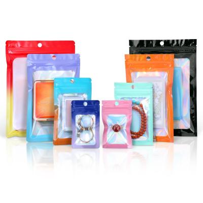 China In Stock Resealable Holographic Ziplock Bags Durable Material Zip Lock Pouch Mylar Packaging Bag for sale
